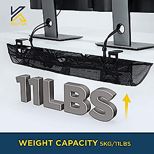 Under Desk Mesh Cable Management – 36 inch Cable Manager Tray for Cord Power Strip -No Drill Cable Management - Safe Wire Management Net for Desks, Office, and Home (Black)