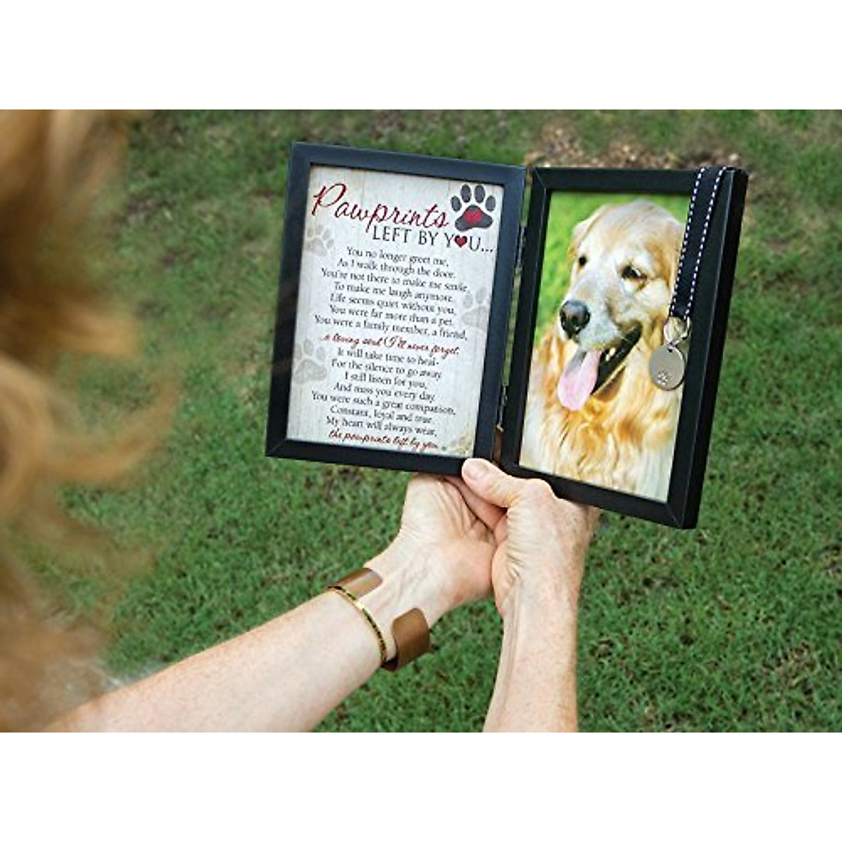 Pawprints Pet Memorial Frame with Pawprints Left by You Poem- Touching Dog Sympathy Gift for Pet Loss Remembrance