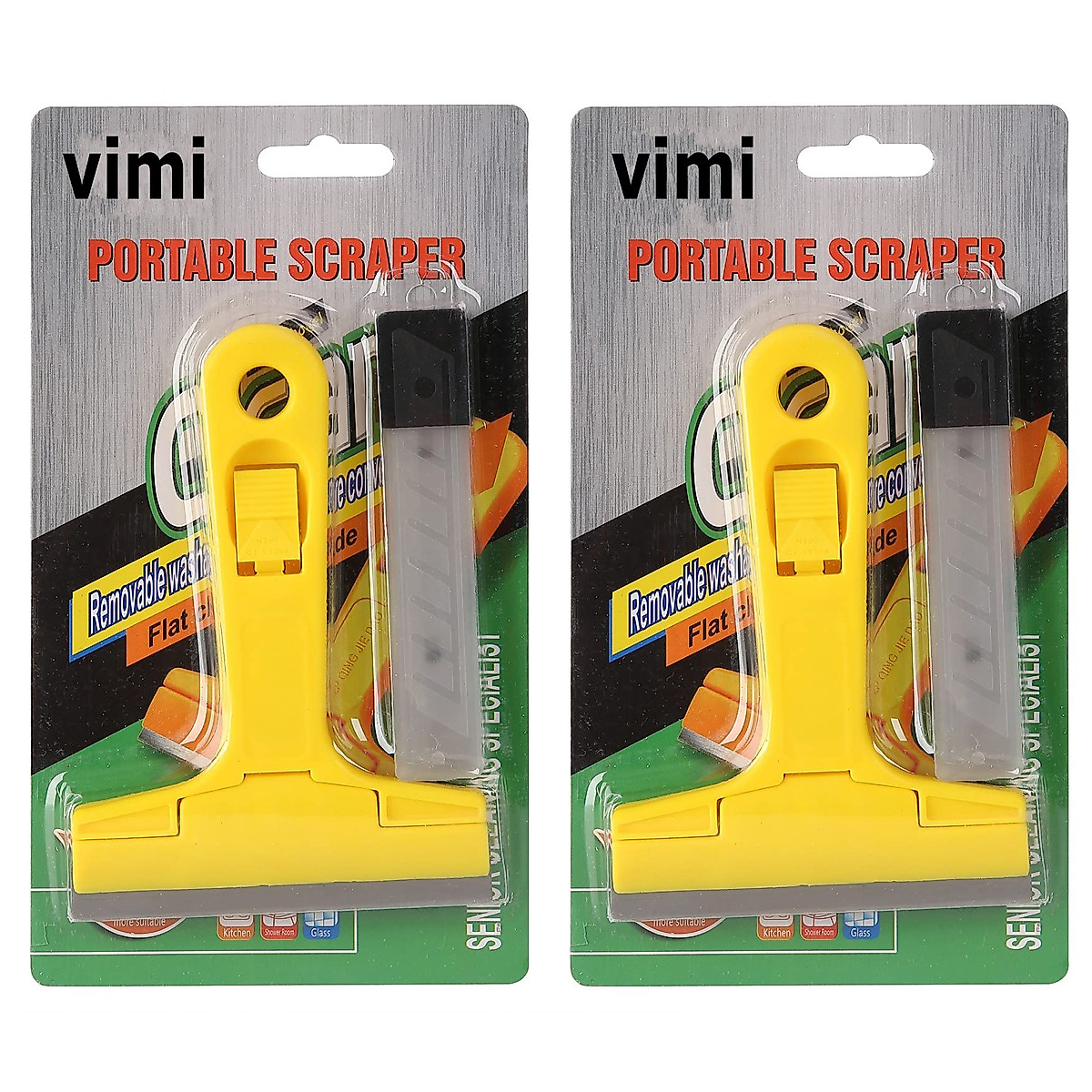 VIMI Glass Scraper Razor Blade,Razor Blade Scraper,Paint Scraper,Window scraper for Remover Tool Remove Surface Stains,Paint,Automotive Glass Film(4 inch-2 Handle + 20 Pack Replacement Blades)