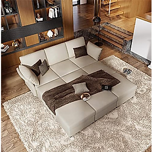 AMERLIFE Sectional Sofa, Modular Sectional Couch with Ottomans- 7 Seat Sofa Couch for Living Room, Convertible U Shaped Couch with Chaise, Oversize Sofa Beige