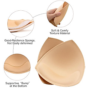 queensecret Bra Pad Inserts 3 Pairs,Bra Insert Pads For A-E,Breast Enhancers Push Up Bra,Bra Pads Sewn Padded for Sports Bra (A/B, Beige)