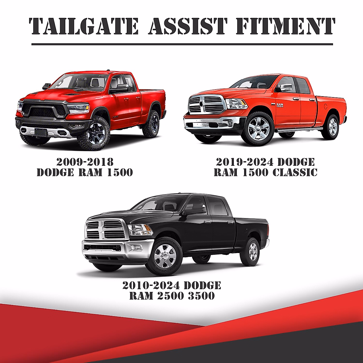 KitsPro Truck Tailgate Assist Accessories Compatible with 2009-2018 Dodge Ram 1500 and 2019-2024 Ram 1500 Classic, 2010-2024 Ram 2500 3500 Tailgate Damping Strut Accessories