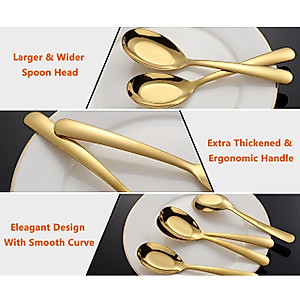 Soup Spoons Stainless Steel, Heavy-Weight Soup Spoons Set of 6, Chinese Soup Spoons Mirror Polished Ramen Spoons