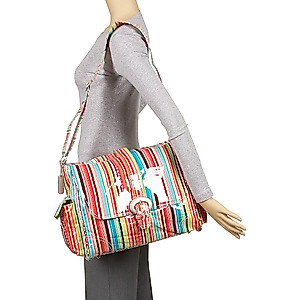 Kalencom Laminated Buckle Bag, Fleur De Lis Chocolate Cream