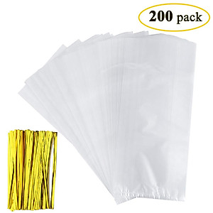 Belinlen 200 Count Bread Loaf Bags With Free Twist Ties (200 Pack)