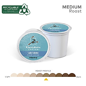 Caribou Coffee Lakeshore Blend, Single-Serve Keurig K-Cup Pods, Medium Roast Coffee, 72 Count