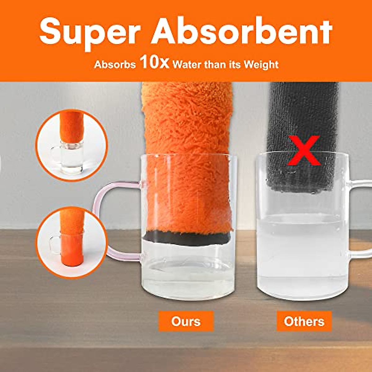 TIIKERI Super Microfiber Towels 6PCS for Cars Washing Polishing and Window Cleaning Supplies etc Multi-Purpose Use