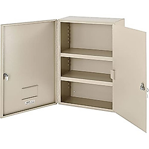 Global Industrial Medium Narcotics Cabinet, Double Door & Door Lock, 16" W x 8" D x 24" H, Beige
