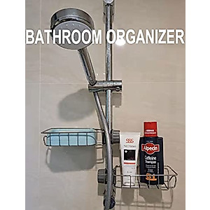 NCARSTER Stainless Steel Faucet Rack for Kitchen Sink, 2 PCS Kitchen Sink Caddy Sponge Holder Organizer, Shower Shelf Rack Organizer (Silver)