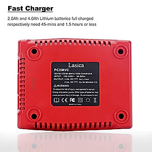 Lasica 18V 3.0A Fast Battery Charger PCXMVC Replacement for Porter-Cable 18-Volt PC18B NiCd, NiMh & Lithium Cordless Tool Battery Packs PC18BL PC18BLEX Compatible with Porter Cable 18V Charger PCMVC