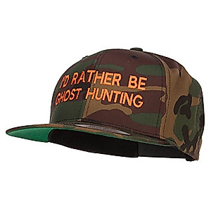 e4Hats.com I'd Rather Ghost Hunting Embroidered Camo Cap - Green OSFM