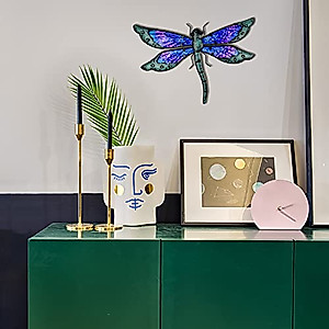 HONGLAND Metal Dragonfly Decor, Dragonfly Outdoor Wall Decor, Metal Wall Art, Dragonfly Ornaments Wall Sculptures Gifts Hanging Decorations for Garden Yard Home-Blue 14 Inch