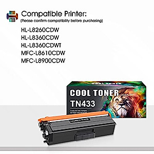 Cool Toner Compatible Toner Cartridge Replacement for Brother TN433 TN-433 TN431 for Brother HL-L8360Cdw MFC-L8900Cdw HL-L8260Cdw Printer Ink (Black Cyan Magenta Yellow, 5 Pack)