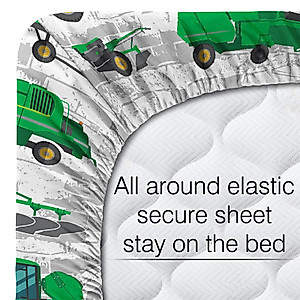 Jekeno Full Size Kids Bedding Sheet Linen Set, Excavator Car Printed Bedroom Decor Bed Sheet Set with Deep Pocket Fitted Sheet + Flat Sheet + 2 PCS Pillowcases for Children Teenager