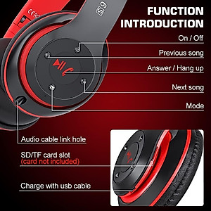 Wireless Headphones Over Ear,Noise Canceling Hi-Fi Bass Foldable Stereo Wireless Kid Headsets Earbuds with Built-in Mic, Micro SD/TF, FM for iPhone/Samsung/iPad/PC (Black & Gold)