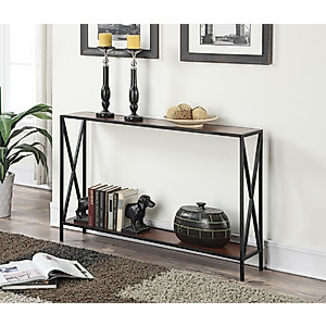 Convenience Concepts Tucson Console Table 47.25" - Modern Sofa Table with Storage Shelf, Entryway Hall Table for Living Room, Cherry/Black