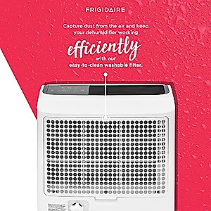 Frigidaire FFAD6022W1 Dehumidifier, High Humidity 60 Pint Capacity Dehumidifier with a Easy-to-Clean Washable Filter and Custom Humidity Control for maximized comfort, in White