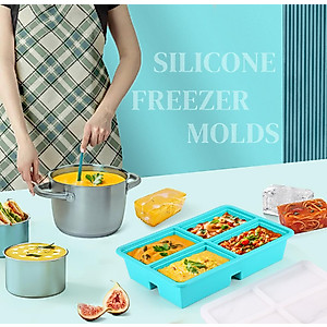 Silicone Freezer Trays With Lid - Silicone Soup Freezer Molds, Soup Freezer Containers For Freezing & Storing Soup, Sauce, Broth, and Leftovers - 1 cup silicone freezer molds - 2 Pack