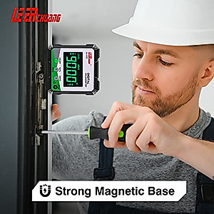 Digital Angle Finder, LEERCHUANG Inclinometer Angle Measuring Tool with Magnetic Base, Digital Angle Gauge/Protractor for Woodworking, Carpentry, Building, Automobile, Masonry – Green Light