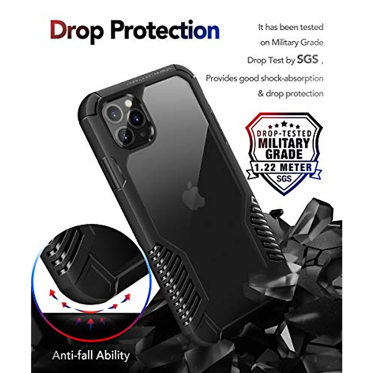 MOBOSI Vanguard Armor Designed for iPhone 11 Pro Max Case, Rugged Cell Phone Cases, Heavy Duty Military Grade Shockproof Drop Protection Cover for iPhone 11 Pro Max 6.5 Inch 2019, Matte Black