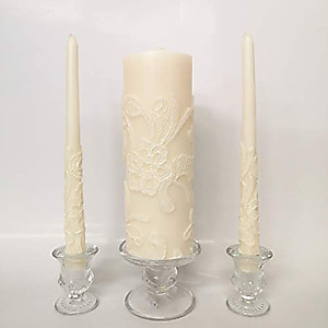 Hosley 11.50 Inch High Cream Wedding Unity Candle Set Includes 1 Pillar and 2 Taper Candles Great for Weddings as Well as Special Events and Emergency Lighting or for Reiki Spa Meditation