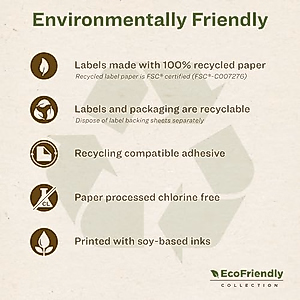 Avery EcoFriendly Recycled Address Labels, 1" x 2-5/8", White, Permanent Label Adhesive, 750 Printable Labels (48160)