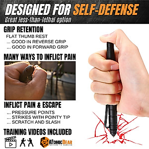 The Atomic Bear Defender Pen with Stylus - Tactical Pen for Self Defense – Emergency Window Breaker – Ballpoint EDC Pens for Tactical Gear – 2 Black & 1 Blue Ink Cartridges