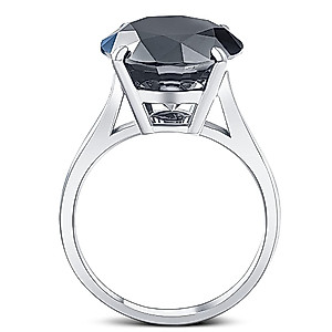 8 Ct Black Moissanite Solitaire Engagement Ring 10k White Gold - Size 7