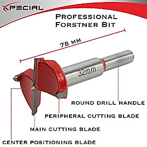 XPECIAL Forstner Bit Set 17 Pcs, 15-40mm Carbide Tipped Drill Bit Set, Wood Working Drilling Bits Sets, Red Anti-Rust and Anti-Corrosion Spray Paint Process