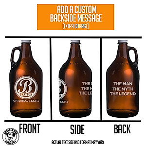 Spotted Dog Company Personalized Etched 64oz Amber Glass Beer Growler - Customized Engraved Gifts for Men - Beer Gifts for Men - Groomsmen Gifts, Bratton