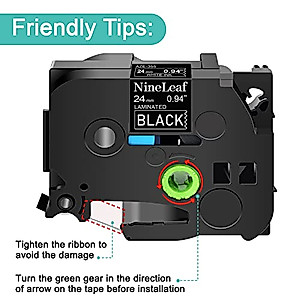 NineLeaf 10 Pack Compatible for Brother TZe-355 TZe355 TZ-355 TZ355 Label Tape 24mm 1'' 0.94'' White on Black Standard Laminated Labeling Work with P-Touch PT-D600 PT-P710BT 1500 1600 Label Maker
