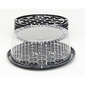 KitchenDance Disposable Plastic Display Cake Carriers with Clear Plastic Lid - 8 Inches Reusable Inside Diameter Low Dome Carrier for 1-2 Layer Cakes, Plastic Cake Storage Container, WG22, 10 Count
