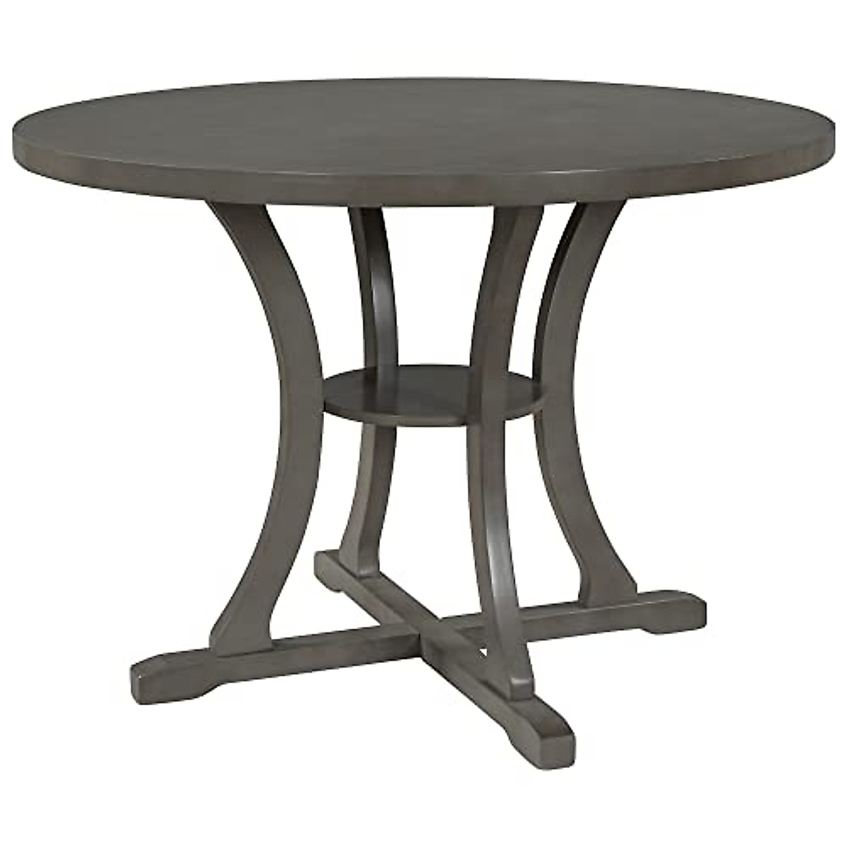 Lepfun 5 Piece Round Table Set 4 with Special-Shaped Legs and an Exquisitely Designed Hollow Chair Back in The Dining Room (Grey)