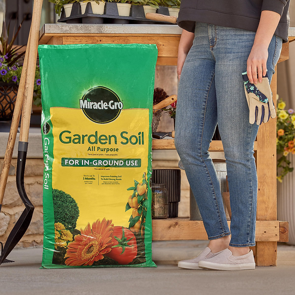 Miracle-Gro Garden Soil All Purpose, For In-Ground Use, Feeds up to 3 Months, Amends Vegetable, Flower and Plant Beds, 2 cu. ft