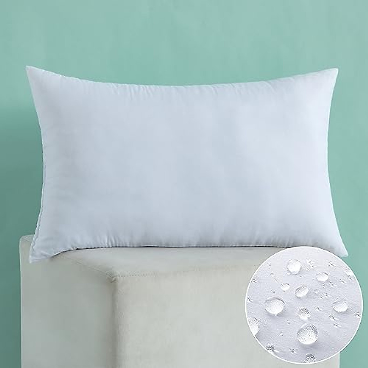 EMEMA 1 Piece Outdoor Pillow Inserts Waterproof Throw Pillow Premium Fluffy Decorative Cushion Rectangle Inner Soft for Patio Furniture Garden Sleeping Bed Couch Sofa Bedroom 12x20 Inch 30x50 cm