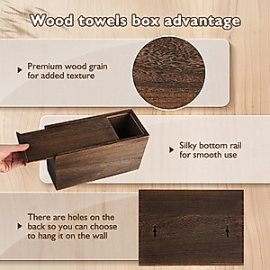 Hand Towel Box Cover Compatible with Kleenex Disposable Paper Hand Towels Wood Bathroom Paper Towel Holder for Tabletop, Bathroom, Office (Brown)