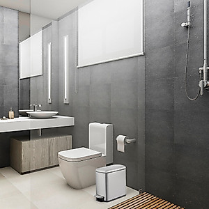 GAOMON 6L Pedal Trash Bin, Stainless Steel Waste Bin with Lid and Inner Bin, Pedal Waste Bin with Automatic Lowering and Soft Closing, Recycling Bin for Kitchen, Bathroom or Office