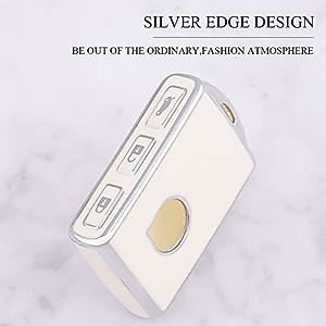 SANRILY Beige Soft TPU Sliver-Edge for Volvo Key Fob Cover XC90 XC60 S60 XC40 Accessories Keyless Full Covered Key Case Shell with Bling Leather Keychain