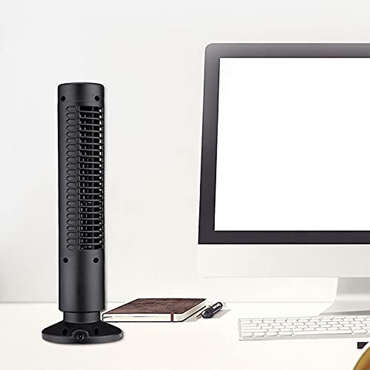 CENGNIAN Electric Tower Fan, Desk Table Fan with 2 Speeds, Quiet Cooling, 13 Inch Personal Small Bladeless Fan Cooling Fan for Bedroom Home Office Desktop, Mini Vertical Air Conditioner (black)