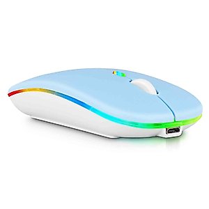 UrbanX 2.4GHz & Bluetooth Mouse, Rechargeable Wireless Mouse for Amazon Fire 7 (2017) Bluetooth Wireless Mouse for Laptop/PC/Mac/Computer/Tablet/Android RGB LED Sky Blue