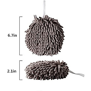 yaocoral 2 Pack Chenille Hand Towels,Kitchen Bathroom Hand Towels with Hanging Loops,Quick Dry Hand Bath Towel Hanging Absorbent Microfiber Hand Towels