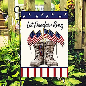 Patriotic Stripes Star Freedom American Garden Flag Welcome Garden Flag 12×18 Inch Double Sided 4th of July Independence Day Memorial Day Yard Outdoor Decor (Freedom Boot)