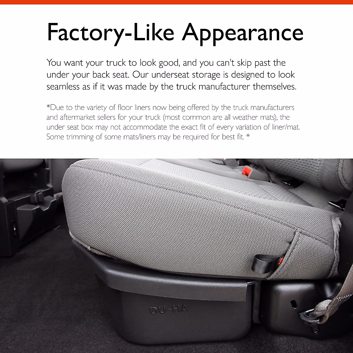 DU-HA Under Seat Storage Fits 07-21 Toyota Tundra Double Cab without Subwoofer, Dk Grey, Part #60052