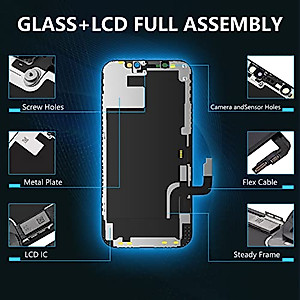 BetterDIY for iPhone 12/12pro Screen Replacement,FHD 6.1 inch 3D Touch LCD Screen Display Digitizer,Repair Tool Kits+Magnetic Screw Mats+Waterproof Frame Adhesive Sticker+Screen Tempered Protector