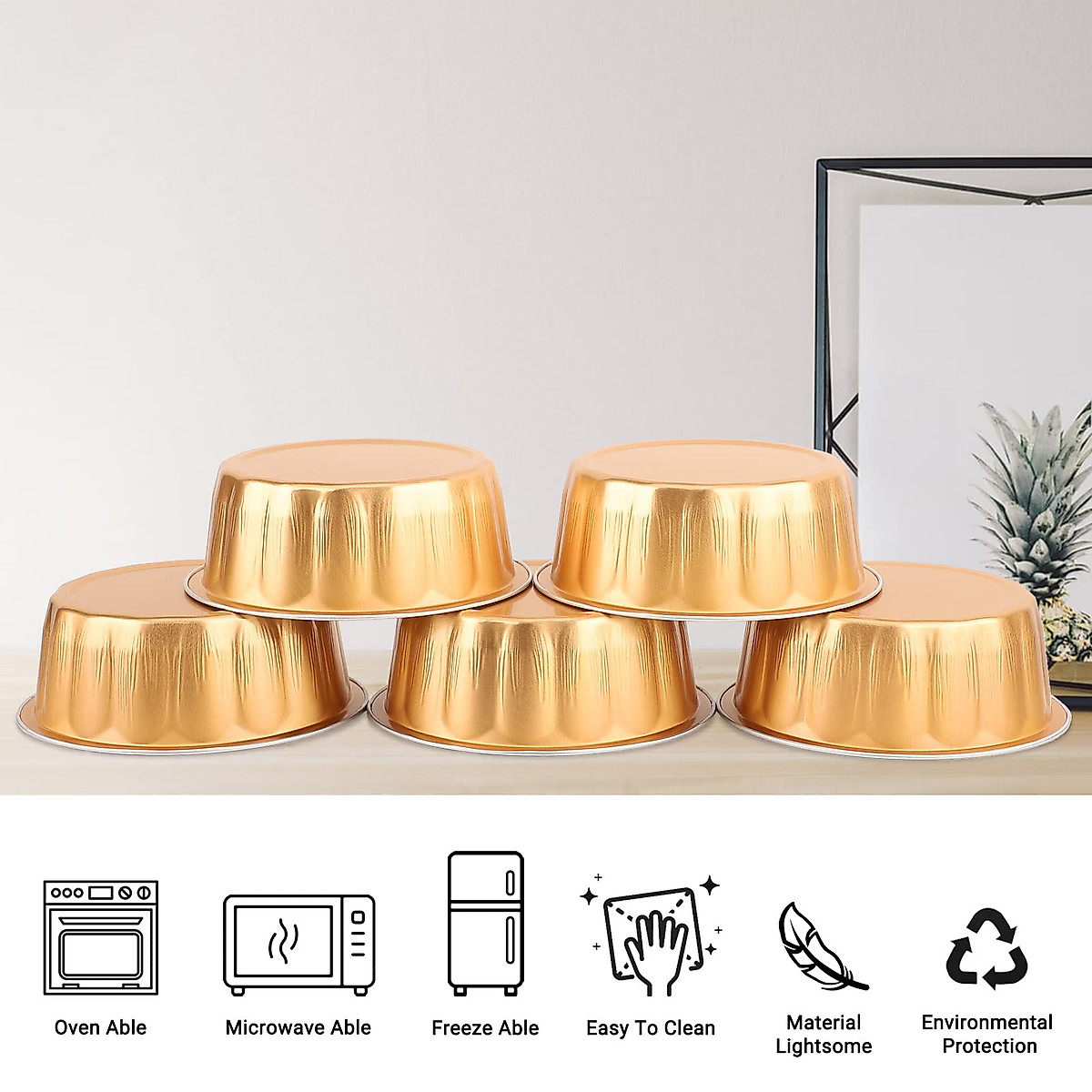 EUSOAR Disposable Foil Ramekins with Lids, 30 pack 8oz 235ml Aluminum Foil Muffin Liners Cupcake Baking Cups, Mini Pie Pans with Lids, Foil Baking Cups Containers for Creme Brulee or Cupcake