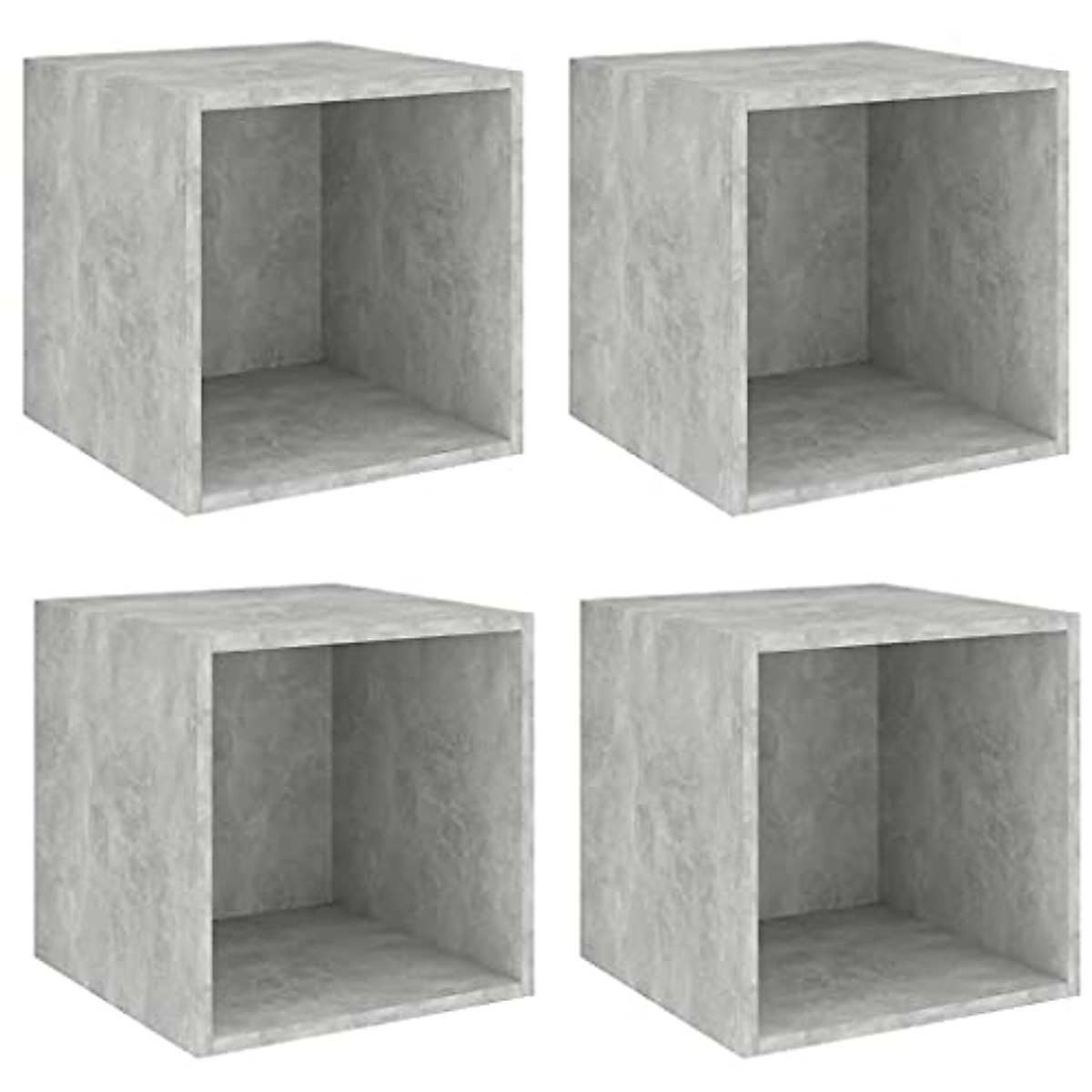 Queen.Y Floating Shelves Set of 4, Wall Mounted Cube Shelves with Cabinet, Wall Hanging Storage Shelves, Home Decor Furniture, Concrete Grey