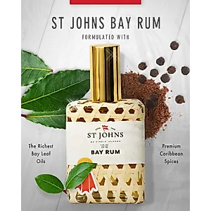 St. John Bay Rum Aftershave and Cologne | Made with Bay Leaves from The Virgin Islands | Bay Leaf After Shave Fragrance for Men | (4 oz)