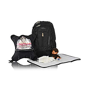 Bern Diaper Backpack, Shoulder Baby Bag, With Food Cooler, Clip to Stroller (Black/Yellow)