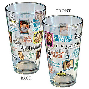 Friends Famous Classic Quotes 16oz pint glass Friends The TV Show (1 Glass Included)