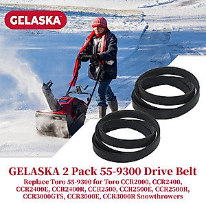 GELASKA 2 Pack 55-9300 Drive Belt Replaces Husqvarna 544908403, Simplcity 1663885, 1663885SM, Toro 55-9300, Troy-Bilt 1737899 for Toro CCR2000 CCR2400 CCR2500 CCR3000 Snow Throwers